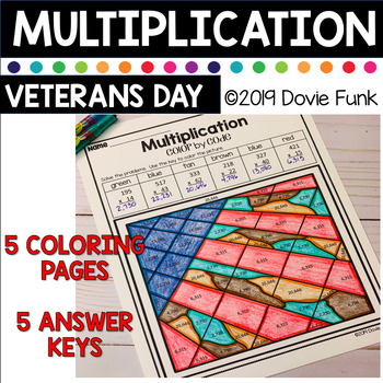 VETERANS DAY Multiplication Coloring Worksheets 3 DIGIT X 2 DIGIT ...