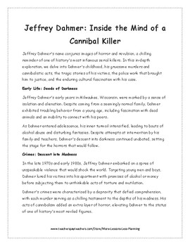 Jeffrey Dahmer: Serial Killer True Crime Reading Comprehension ...