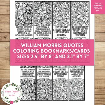 William Morris Artist Quotes Coloring Bookmarks Art History Keepsake ...