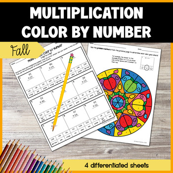 Multi-digit Multiplication Fall Color by Number *Differentiated ...