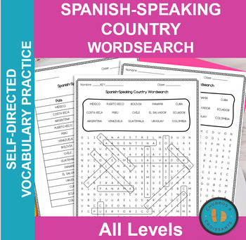 Spanish-Speaking Country Word Search/Buscapalabras w Capital Research ...