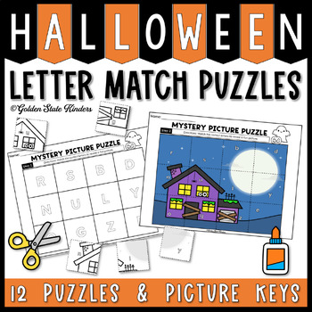 Halloween Alphabet Letters Worksheets Cut and Paste Puzzles Activity ...