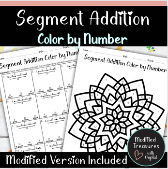 Segment Addition Color by Number- Modified Geometry Coloring Activity ...