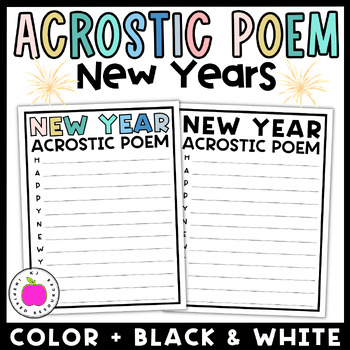 New Year's Acrostic Poem Goal Writing Printable Activity - Freebie ...