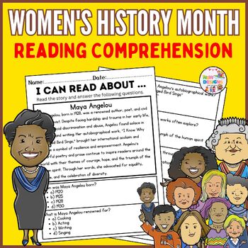 Maya Angelou Reading Comprehension / Women's History Month Worksheets ...