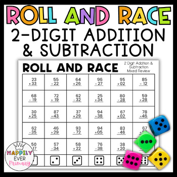 Roll and Race Math Dice Games | Two Digit Addition and Subtraction ...