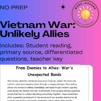 Unexpected Allies: Vietnam War Cold War Reading Comprehension Worksheet ...