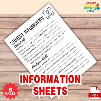 Student Information Sheet- Parent Contact Back to school | TeachShare