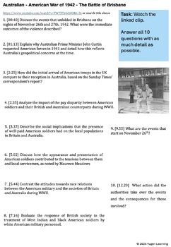 WW2 History Battle of Brisbane documentary printable + digital ...