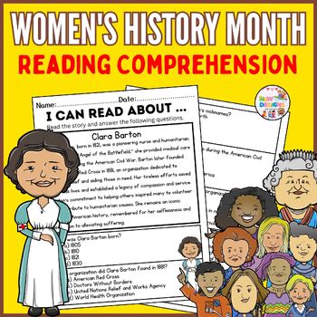 Clara Barton Reading Comprehension / Women's History Month Worksheets ...