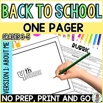 3rd-5th Back to School One Pager All About Me Build Classroom Community ...
