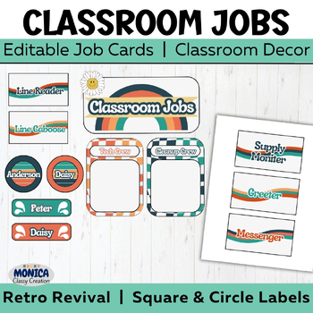 Classroom Jobs Chart Student Class Roles-Retro Groovy Editable ...