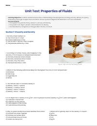Grade 8 Fluids Test — Fluid Properties — for Kindergarten | TeachShare