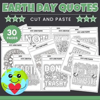 Earth day Quotes Cut and Paste Scissor skills coloring pages - April ...