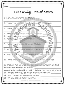 The Family Tree of Moses Chart and Worksheet | TeachShare