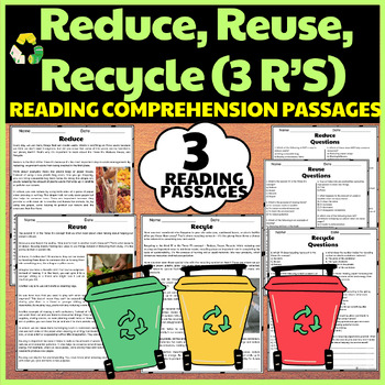 Reduce Reuse Recycle Three Rs Reading Comprehension Passages Earth Day ...