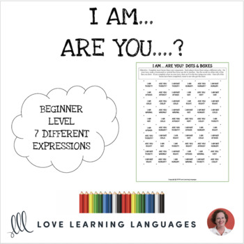 English Dots and Boxes Game - I AM / ARE YOU STATEMENTS - No prep ...