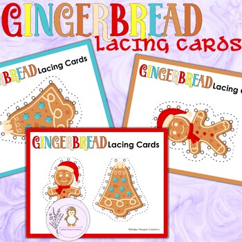 Gingerbread Lacing Cards Christmas Winter Activity for Early Elementary ...