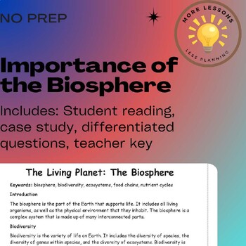 Importance of Biosphere Earth Systems Guided Reading Comprehension ...