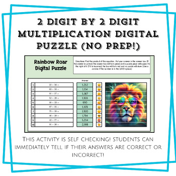 Multiplying 2 Digit Numbers Digital Puzzle (Self Checking and No Prep ...