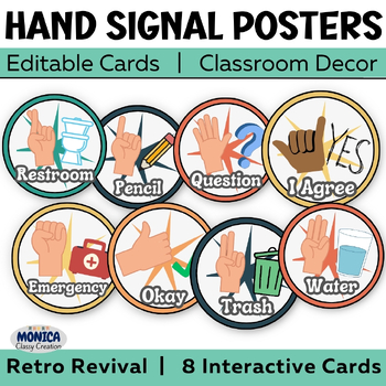 Multicultural ASL Signal Posters-Retro Classroom Management Sign ...