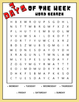 Days of The Week Word Search Puzzle Worksheet | TeachShare