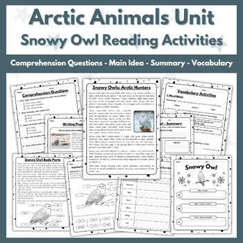 Snowy Owl Reading Comprehension Activities - Arctic Animals Unit ...