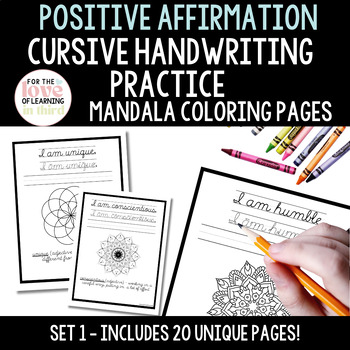 Positive Affirmation Handwriting Practice Worksheets with Mandala ...