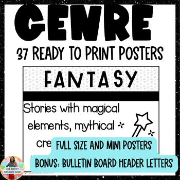 Reading Genre Posters - Bulletin Board - Printable - Black & White ...