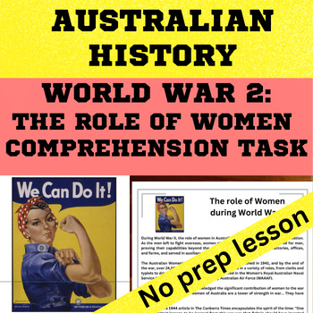 Australian History - The role of Women during WW2 comprehension ...