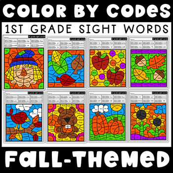 First Grade - Dolch Sight Words | Color by Codes Activities | Fall ...