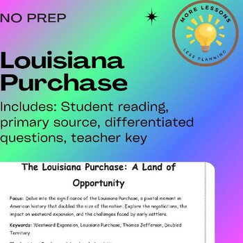 Louisiana Purchase Westward Expansion Guided Reading Comprehension ...