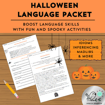 Halloween Language Activities Packet | No Prep Speech Therapy ...