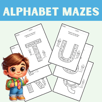 Alphabet Letters Shaped Mazes A-Z , Worksheets PreK and Kindergarten ...