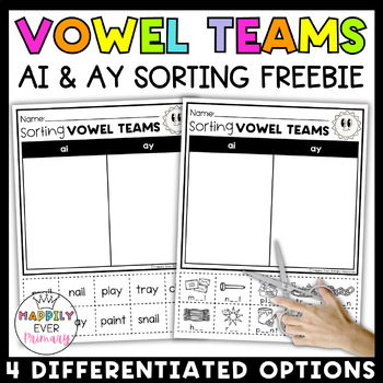 Long Vowel Teams Sorting Activity Worksheet Freebie | AI and AY ...