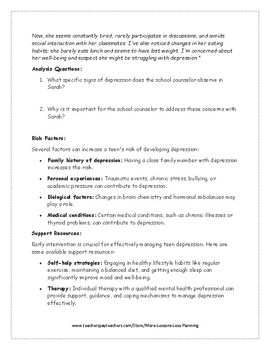 Managing Depression Teen Mental Health SEL Reading Comprehension ...