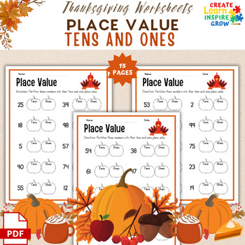 Thanksgiving Place Value ENS AND ONES Worksheet K-1st Grade Practice ...