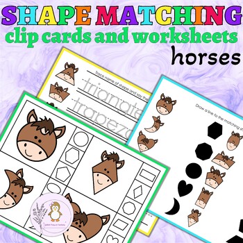 Farm Animal Shape Matching Clip Cards and Worksheets Horse Activity ...