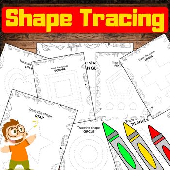 Kindergarten Tracing Shape Worksheets|Drawing Preschool|2D Shapes Math ...