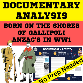 Australian History WW1 Anzac's in WW1 documentary digital worksheet ...