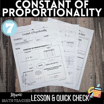 Lesson - Constant of Proportionality (Notes, Practice & Quick Check ...