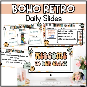 Editable Daily and Weekly Slides Templates Boho Retro - Google Slides ...