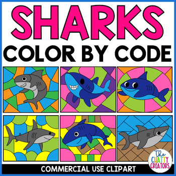 Sharks Color By Code Clipart | TeachShare