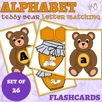 Letter Matching Uppercase and Lowercase Worksheets Teddy Bear and honey ...