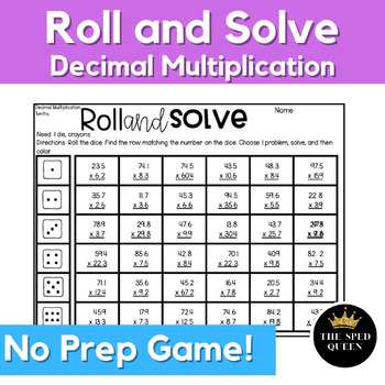 Decimal Operations Multiplication Roll and Solve Game and NO PREP ...