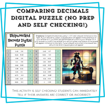 Comparing Decimals Digital Puzzle (Self Checking & No Prep!) | TeachShare