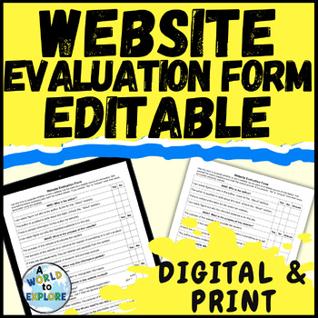 Website Evaluation Form for Information Literacy Editable | TeachShare