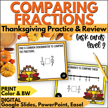 Thanksgiving Comparing Fractions Task Cards Benchmarks Common ...