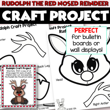 RUDOLPH THE RED NOSED REINDEER Printable Craft Project | CHRISTMAS ...