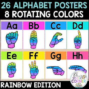 ASL Bright Rainbow Alphabet and Number Posters | TeachShare